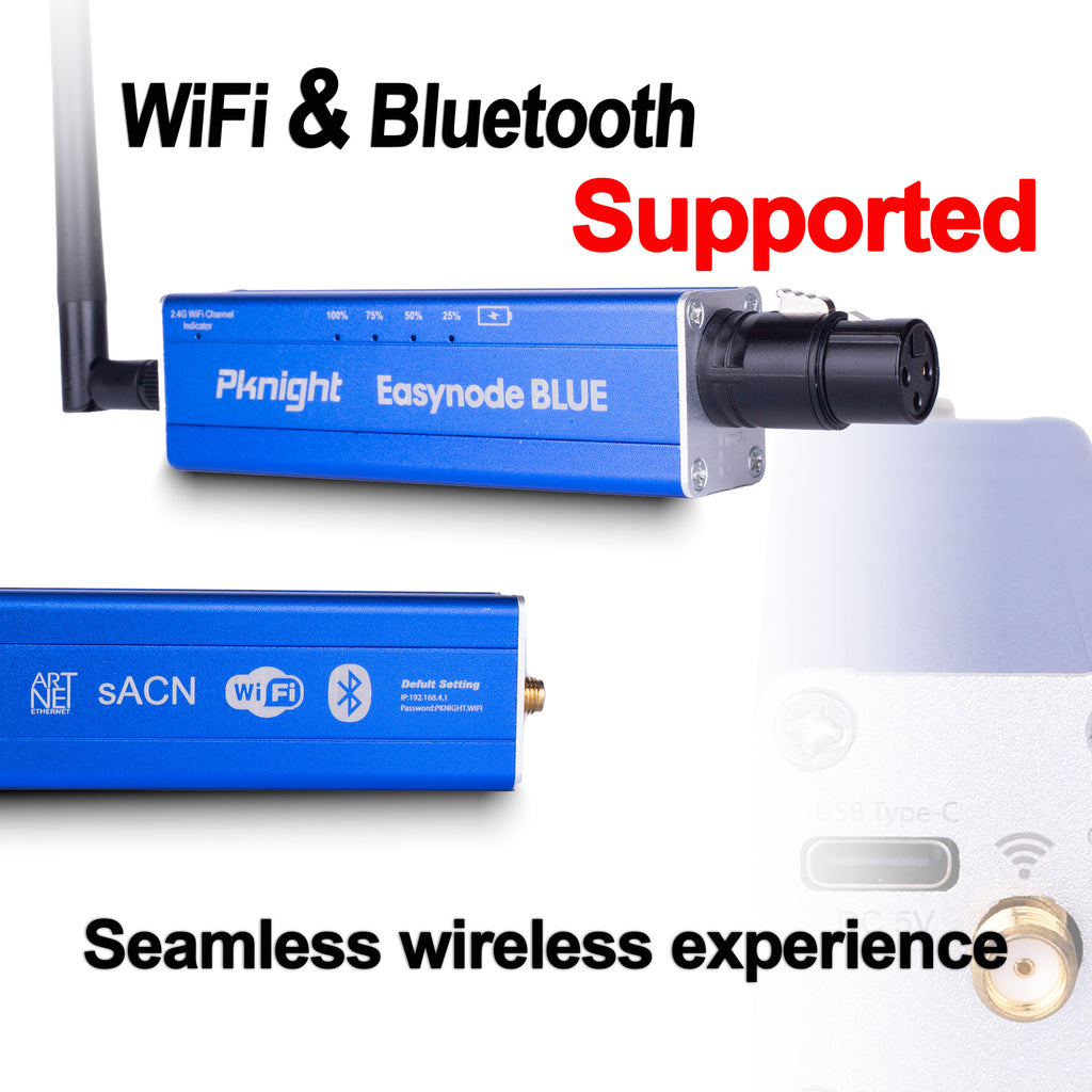 Pknight Upgraded 2.4G Wireless DMX Controller Easynode BLUE with Dual